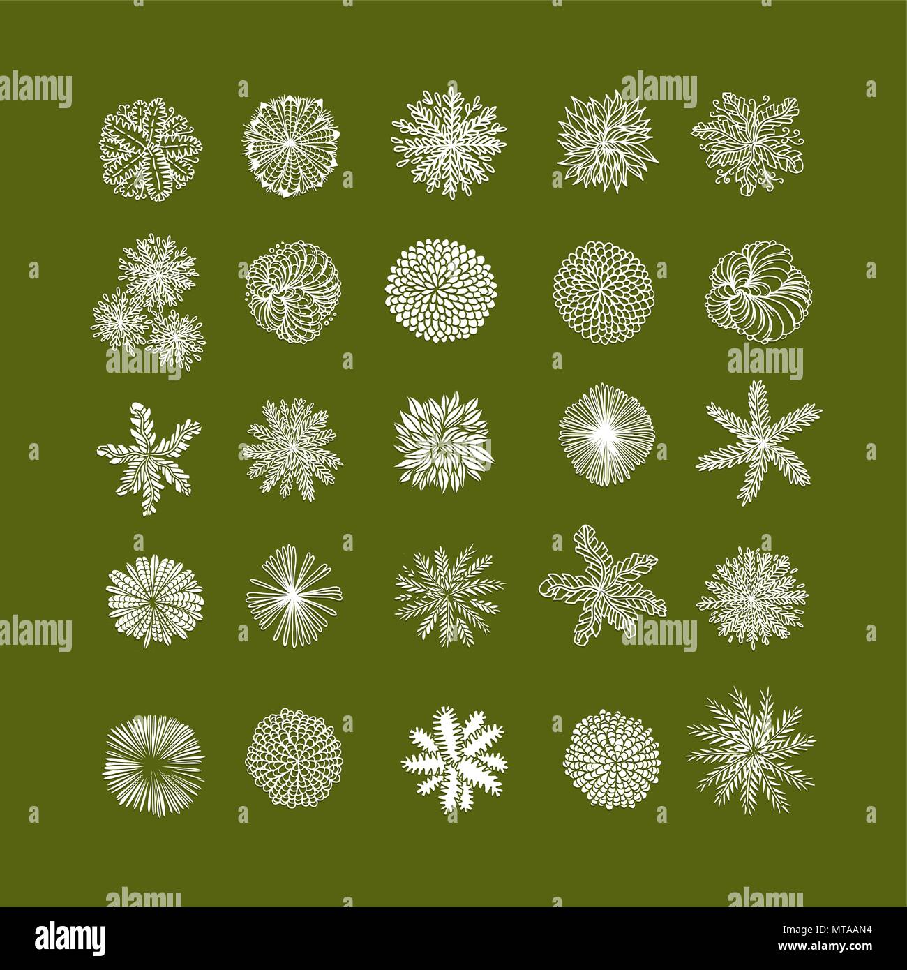 Trees top view. Different plants and trees vector set for architectural ...