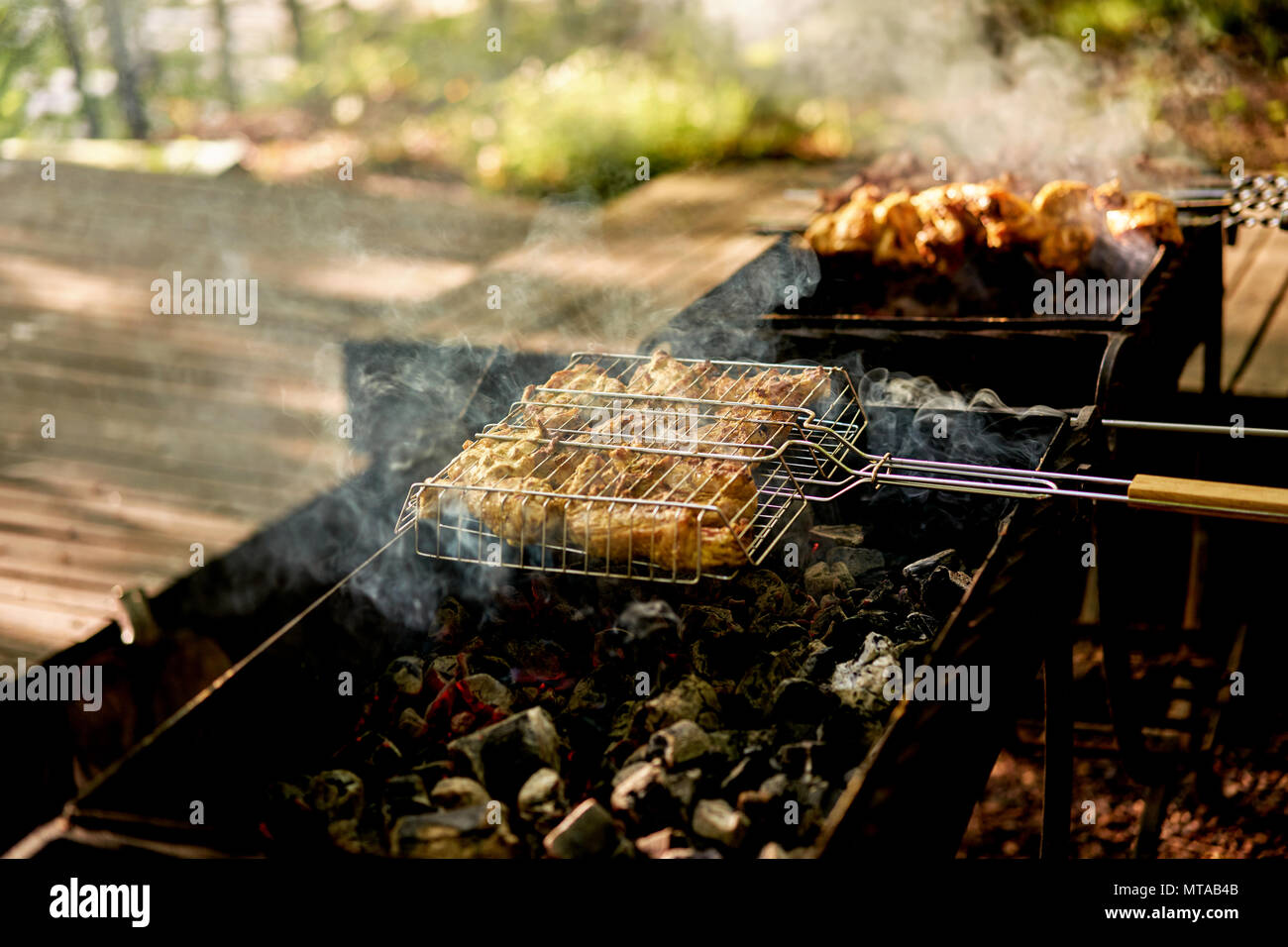 barbecue in nature in the grill Stock Photo - Alamy