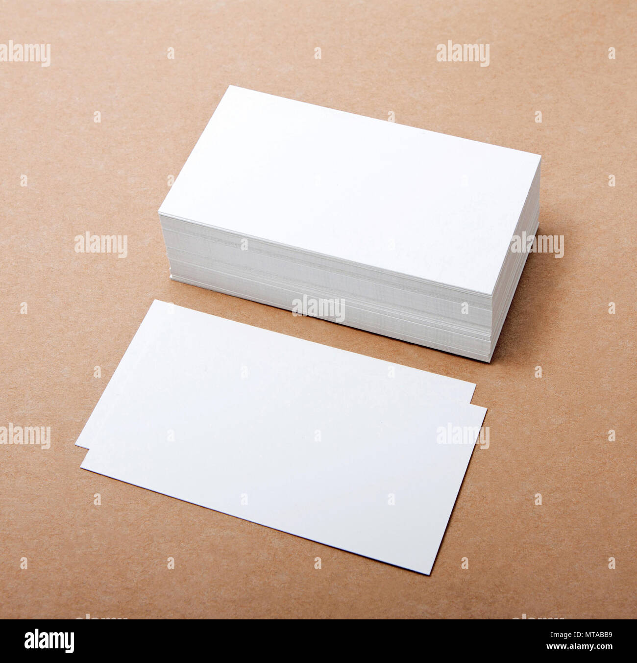 Blank business cards crafts background Stock Photo - Alamy
