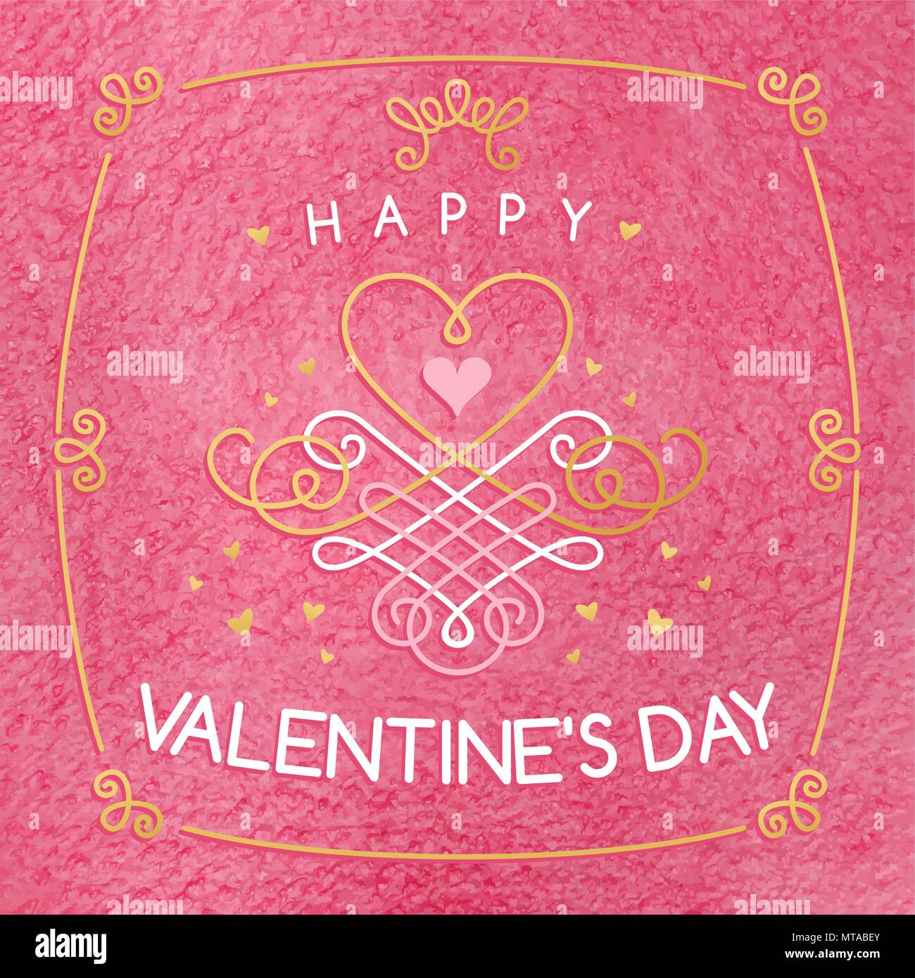 Happy Valentines Day Card Design. Vector inscription on a pink ...