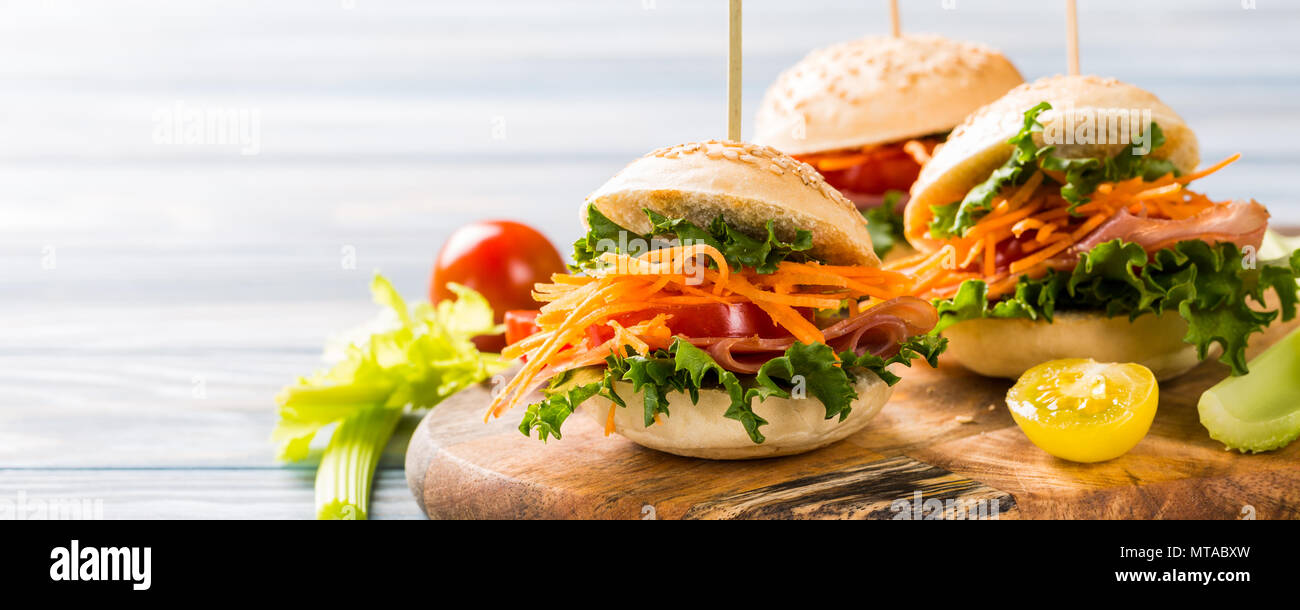 Delicious mini burgers Stock Photo - Alamy