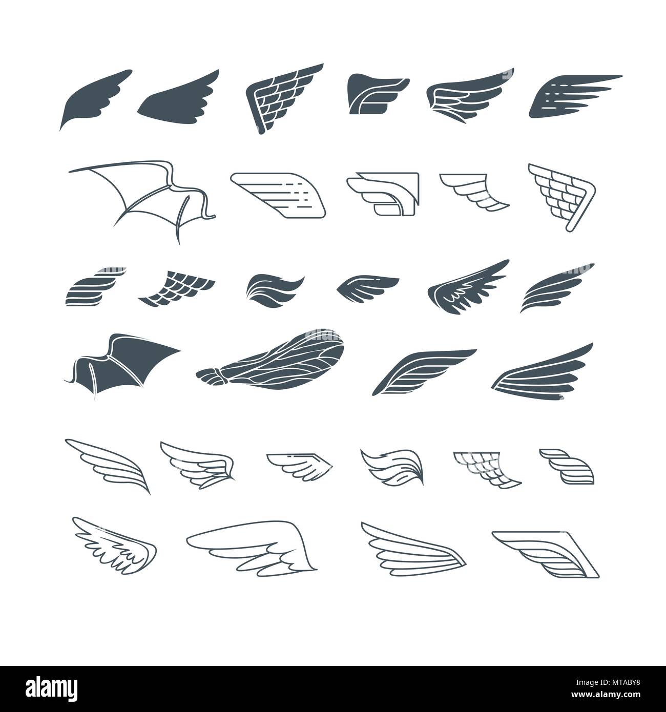 Wings. Set of design elements. Vector illustration Stock Vector Image ...