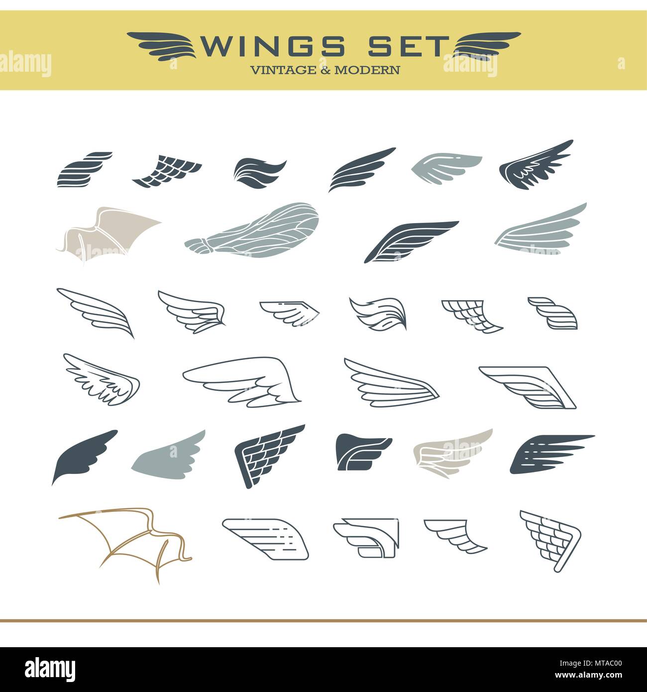 Wings. Set of design elements. Vector illustration Stock Vector Image ...