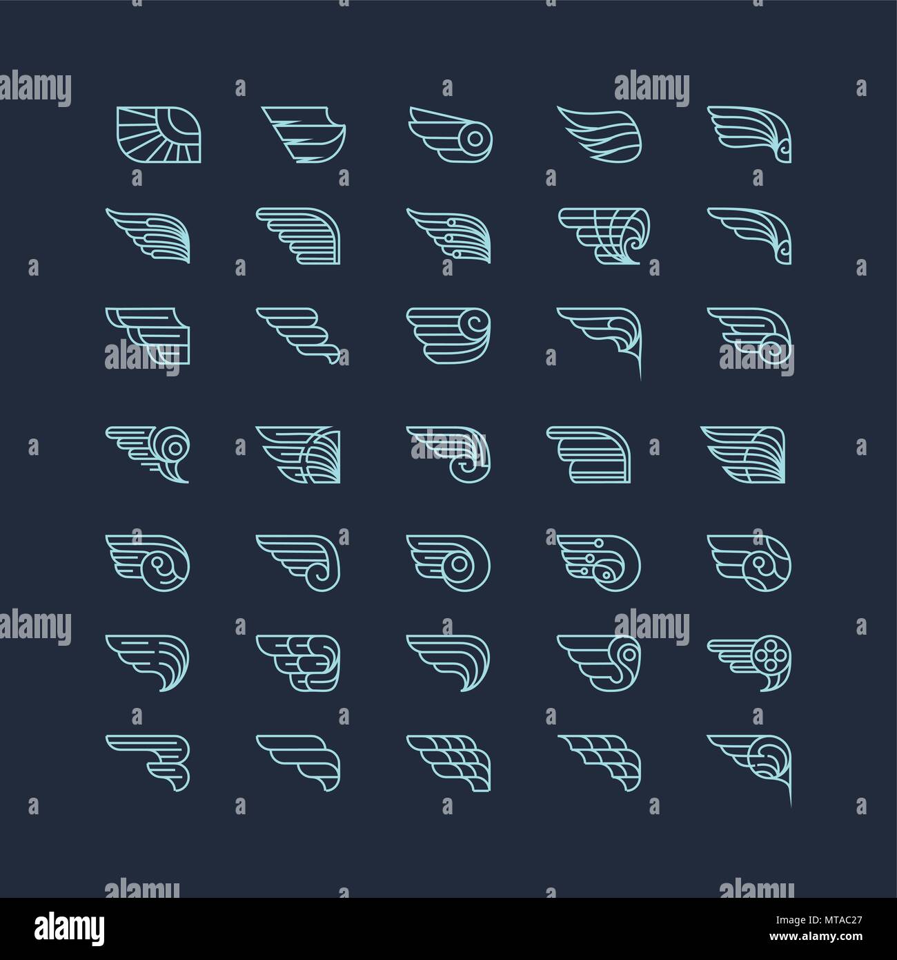 Hand Drawn Wings. Set of design elements. Vector illustration Stock ...