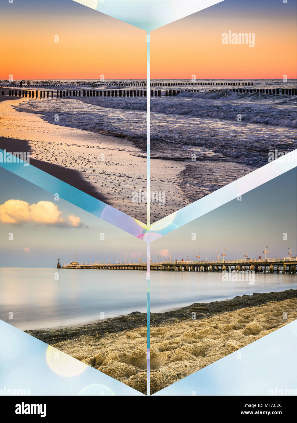 Collage of beautiful sandy beach Leba, Baltic Sea, Poland Collage of ...