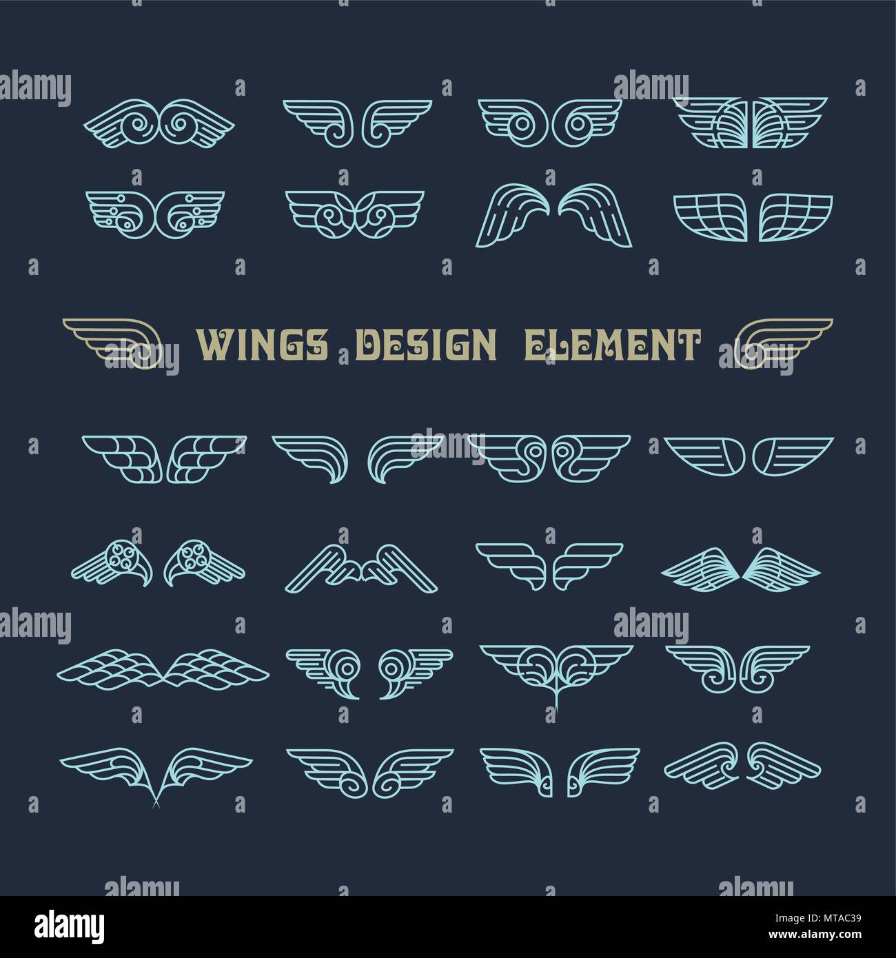 Hand Drawn Wings. Set of design elements. Vector illustration Stock ...