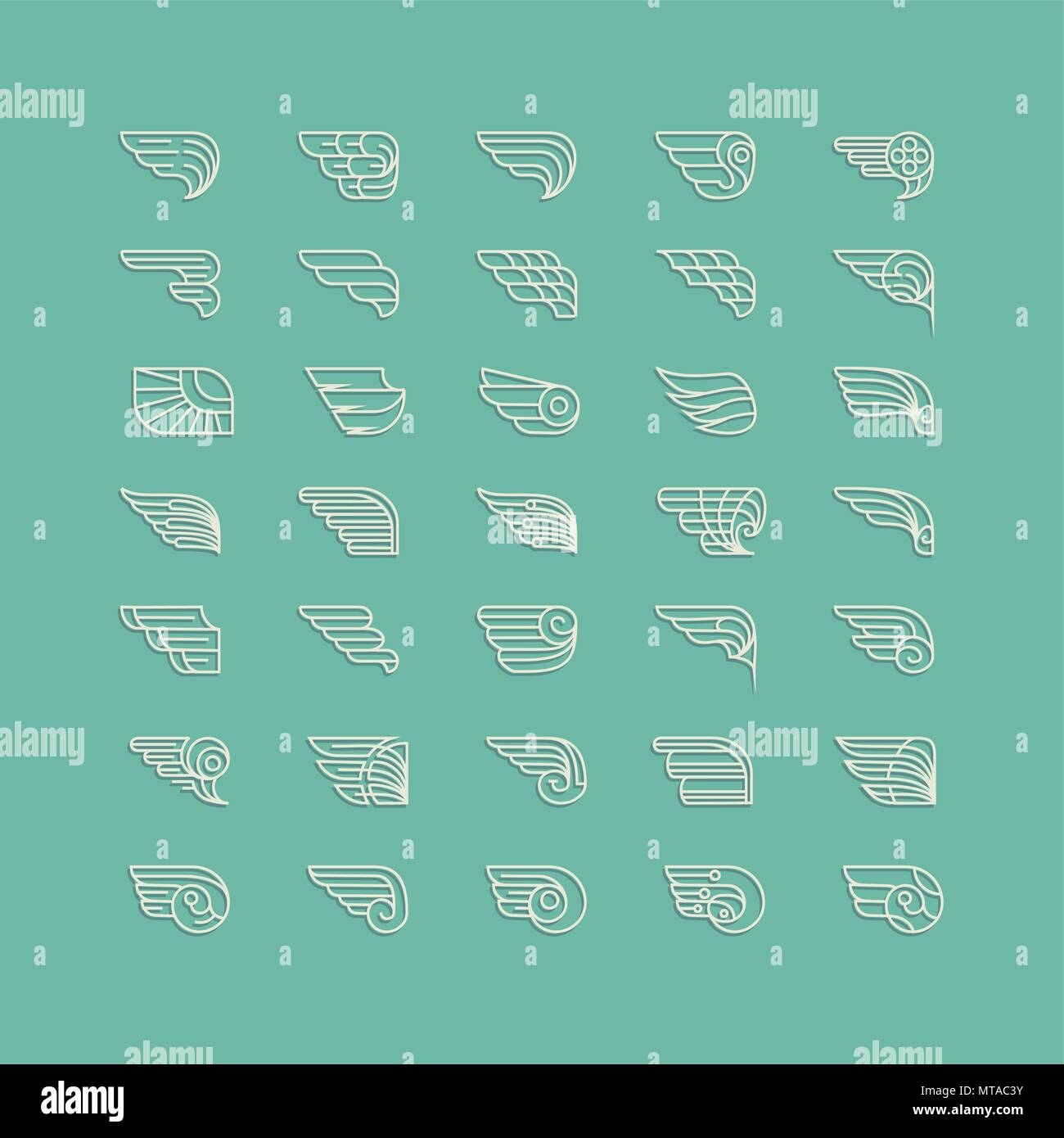 Hand Drawn Wings. Set of design elements. Vector illustration Stock ...