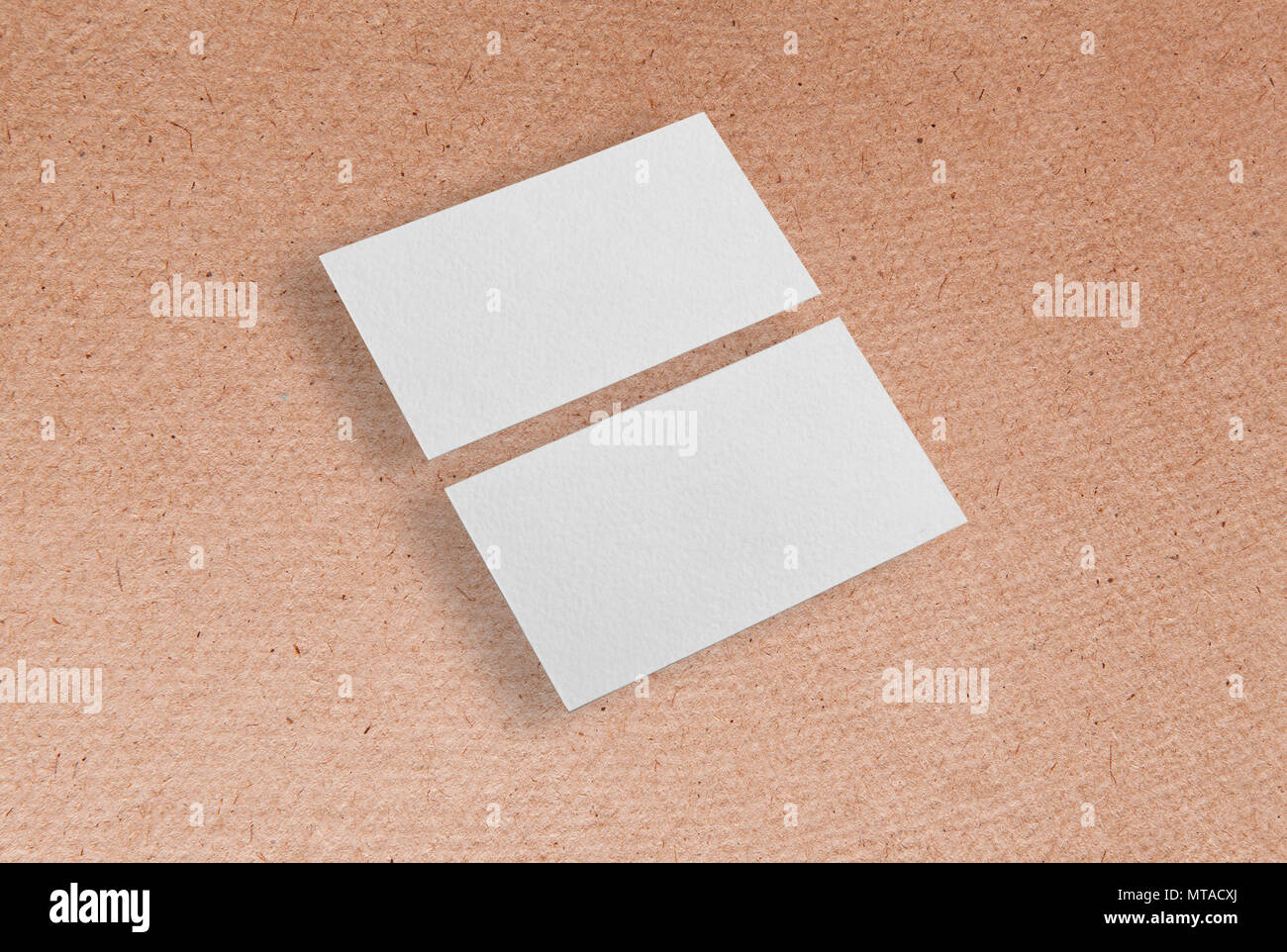 Mockup of two horizontal business cards at cardboard background Stock ...