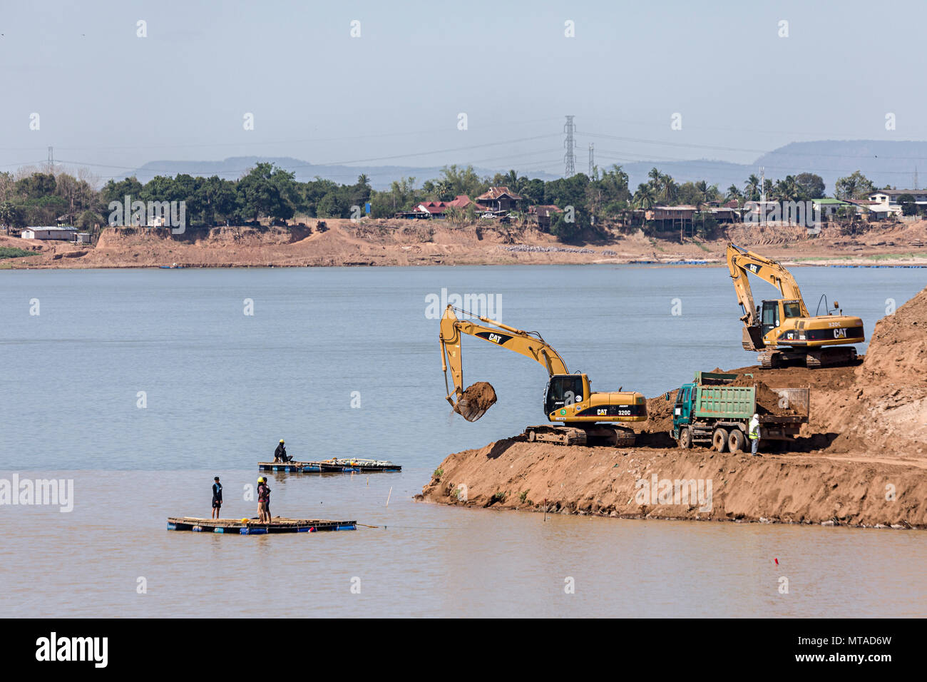 Mekong river bank protection scheme, Pakse, Laos Stock Photo - Alamy