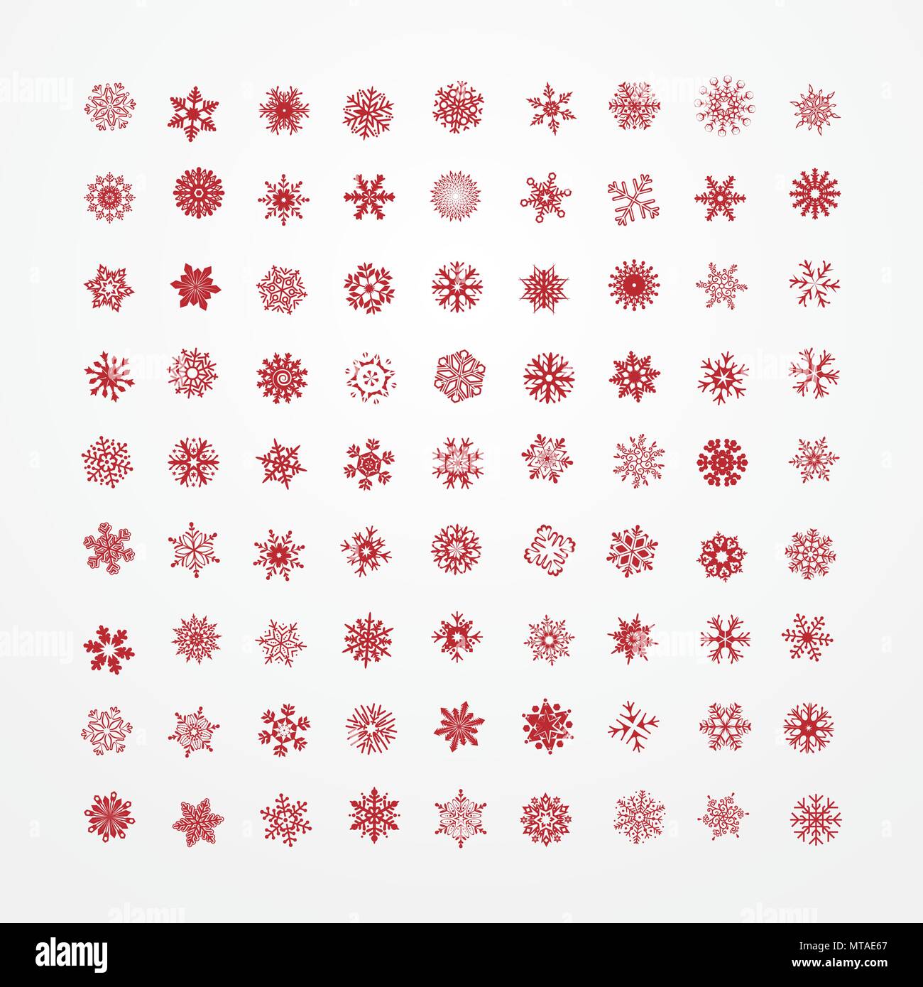 Collection of red snowflakes on a white background Stock Vector Image ...