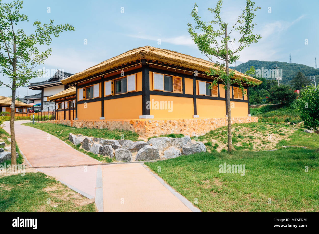 Korean traditional thatched-roof house in Chuncheon, Korea Stock Photo ...