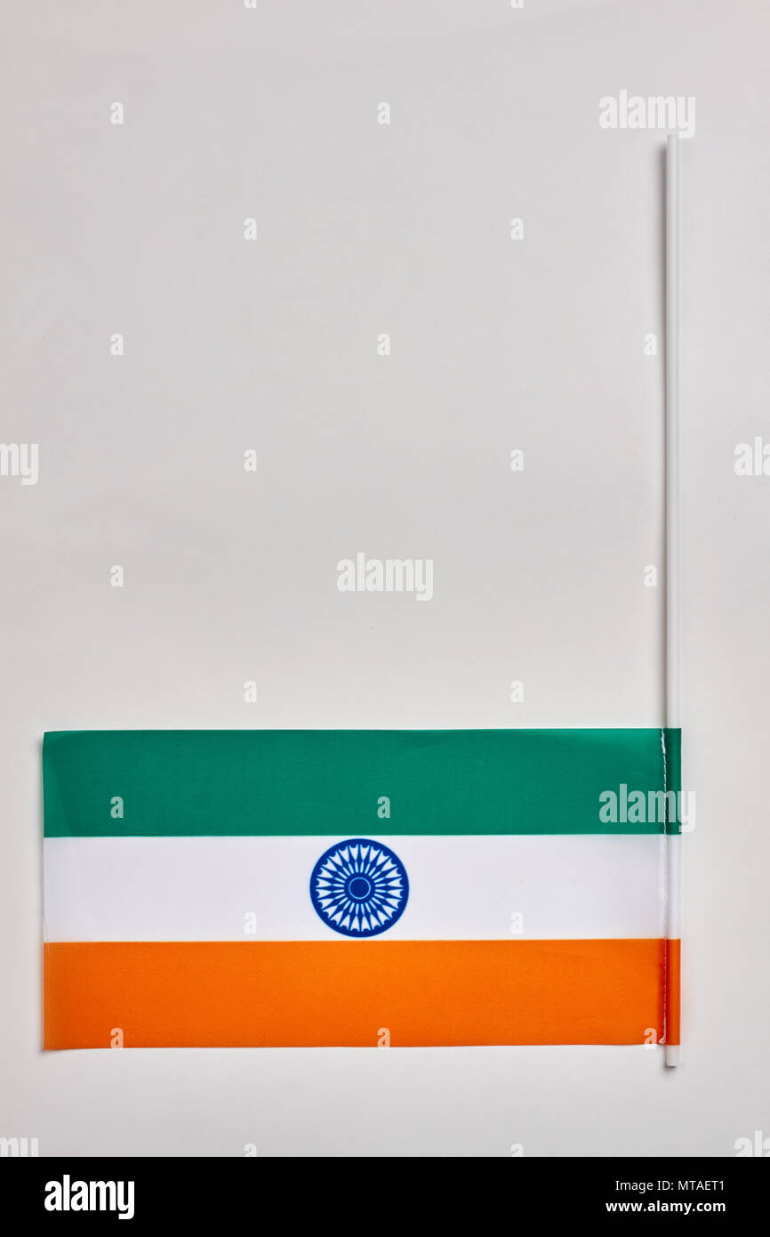 India flag on white background. Close up. Upside down, bottom up Stock ...