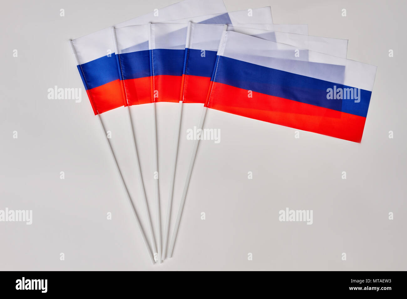 Gathering of russian flags. Many Russia flags on white isolated ...