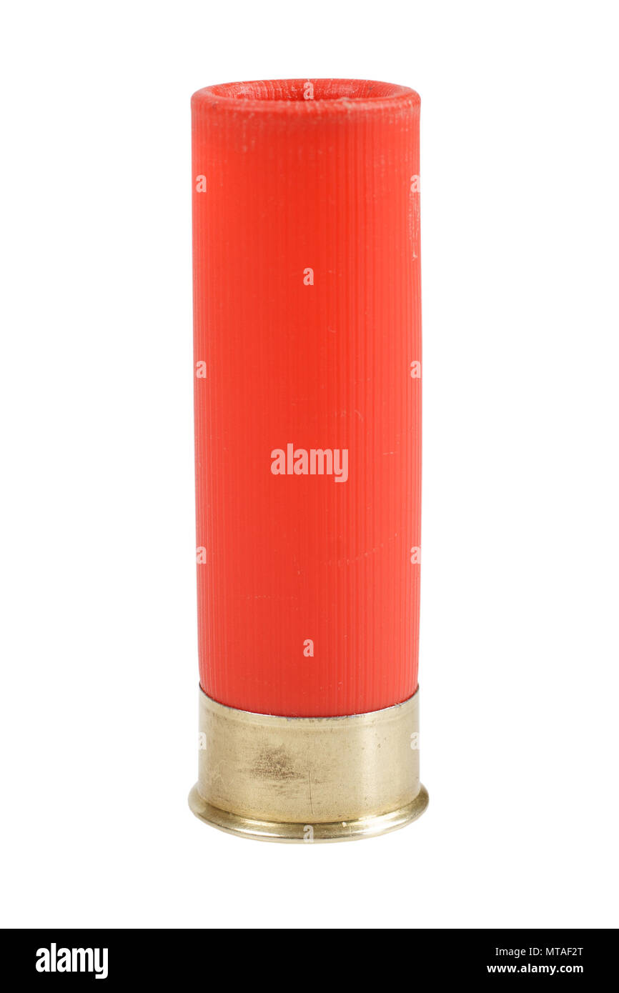 red shotgun cartridge isolated on white background Stock Photo - Alamy
