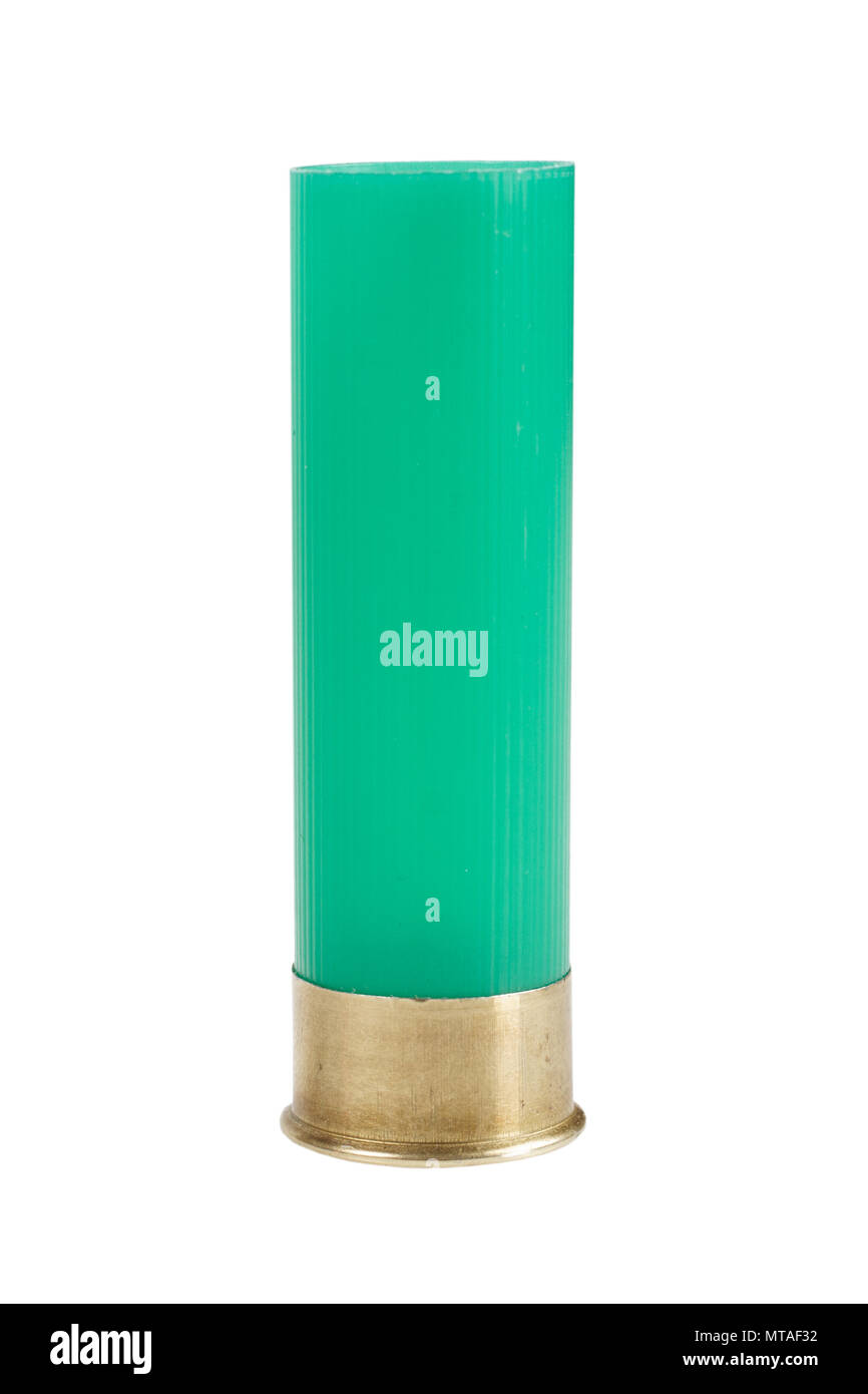green shotgun cartridge isolated on white background Stock Photo - Alamy