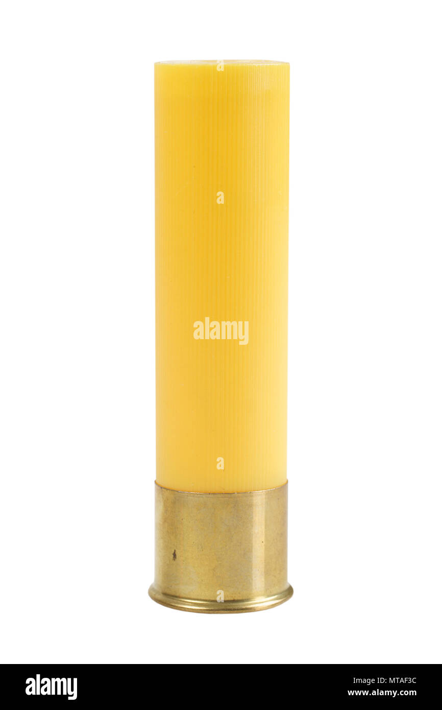 yellow shotgun cartridge isolated on white background Stock Photo - Alamy