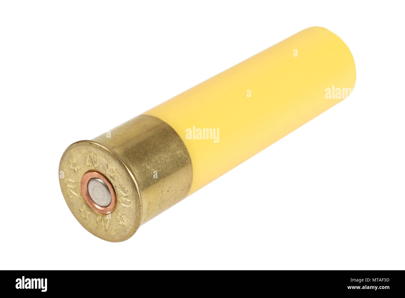 yellow shotgun cartridge isolated on white background Stock Photo - Alamy