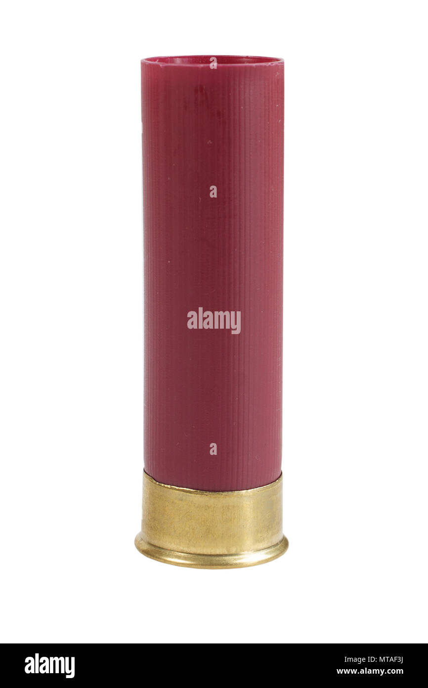 red shotgun cartridge isolated on white background Stock Photo - Alamy