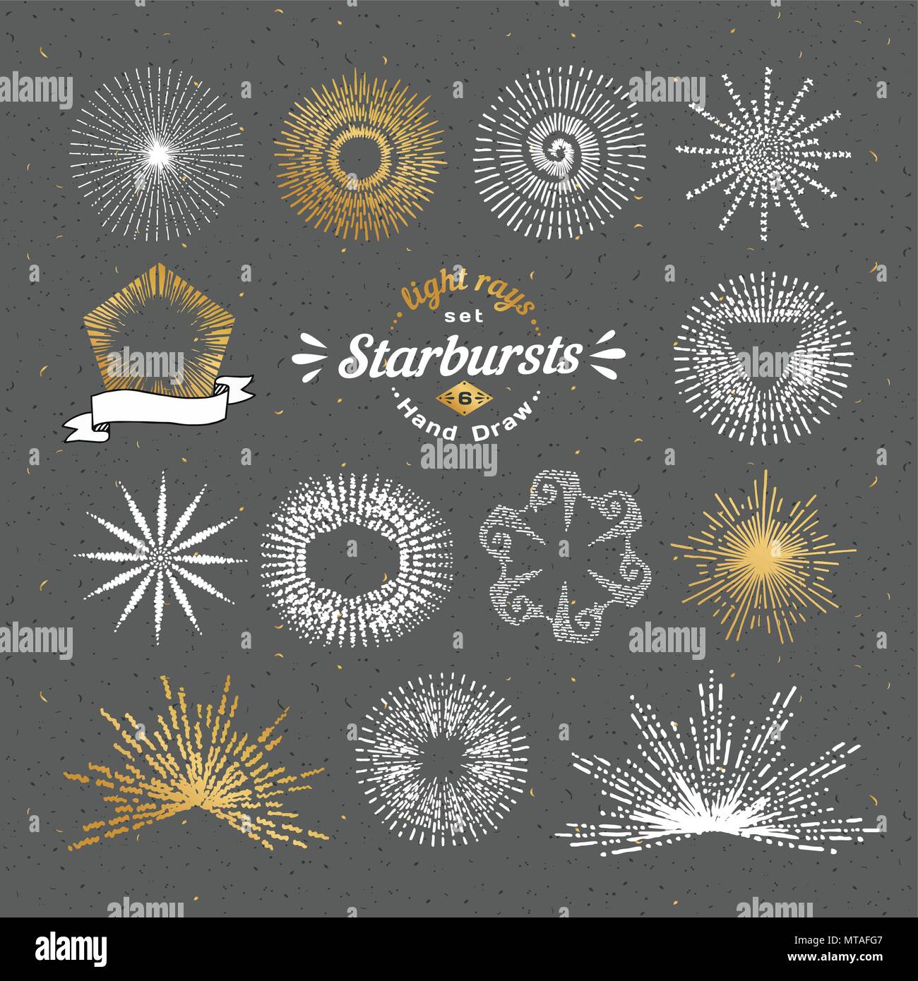 Set of vector starbursts. Vintage design elements. Retro style line art ...
