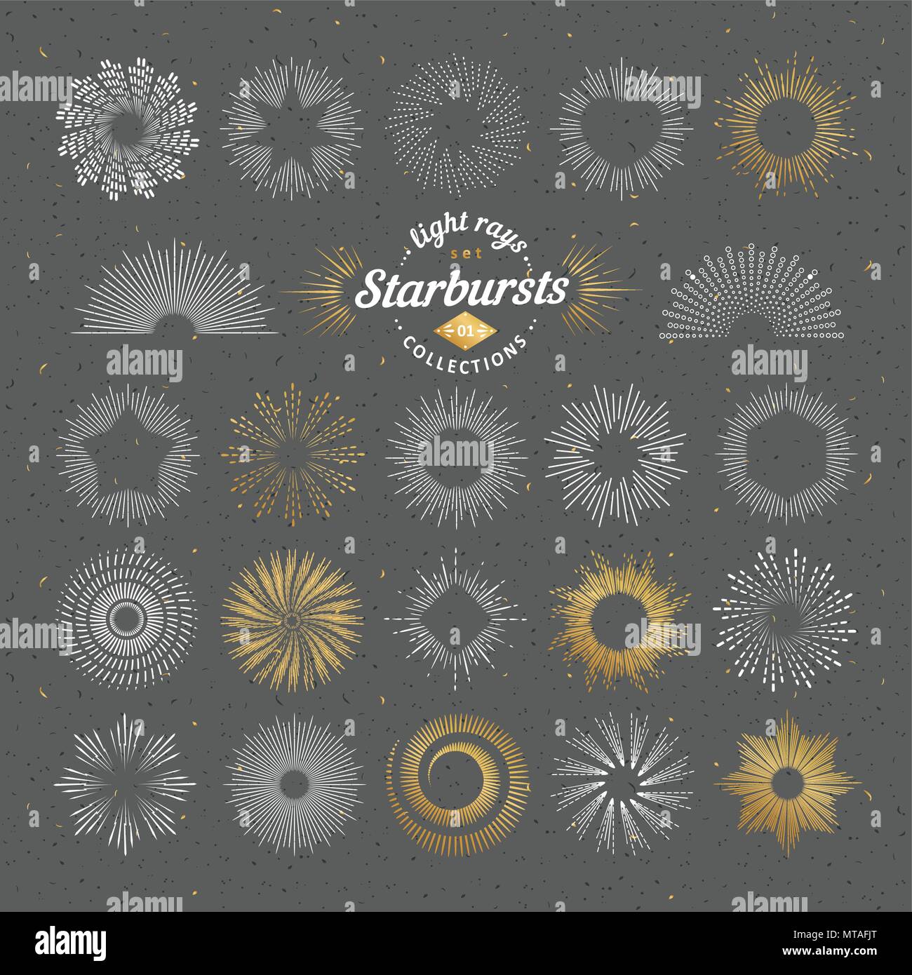 Set of vector starbursts. Vintage design elements. Retro style line art decorative sunbeams ...