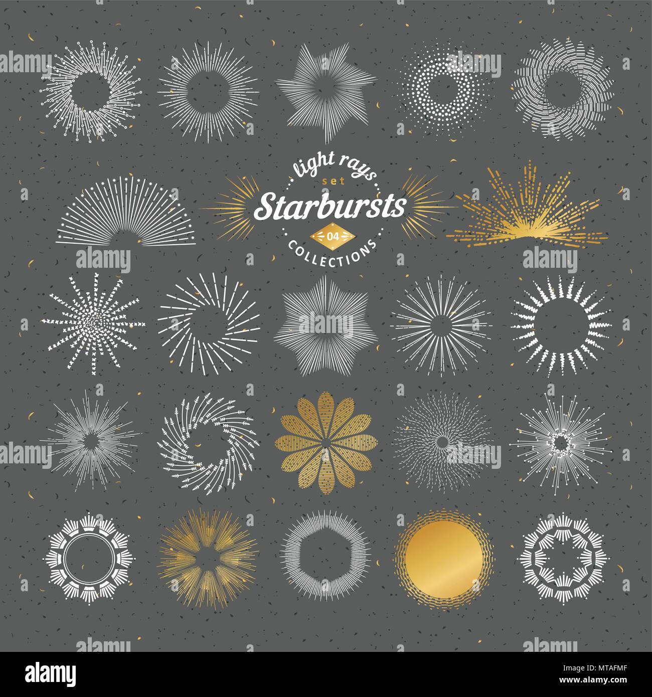 Set of vector starbursts. Vintage design elements. Retro style line art ...