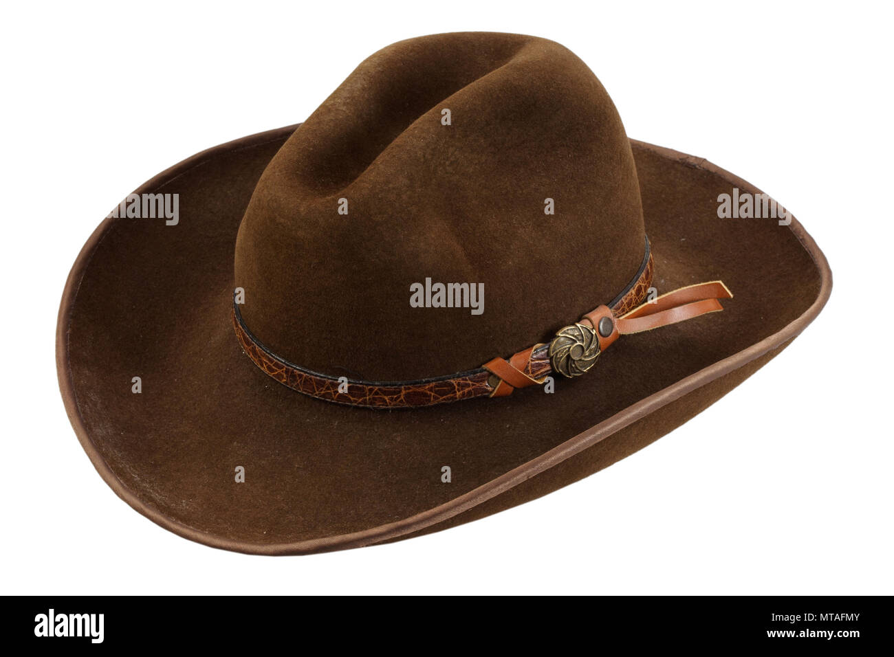 brown cowboy hat isolated on white Stock Photo - Alamy