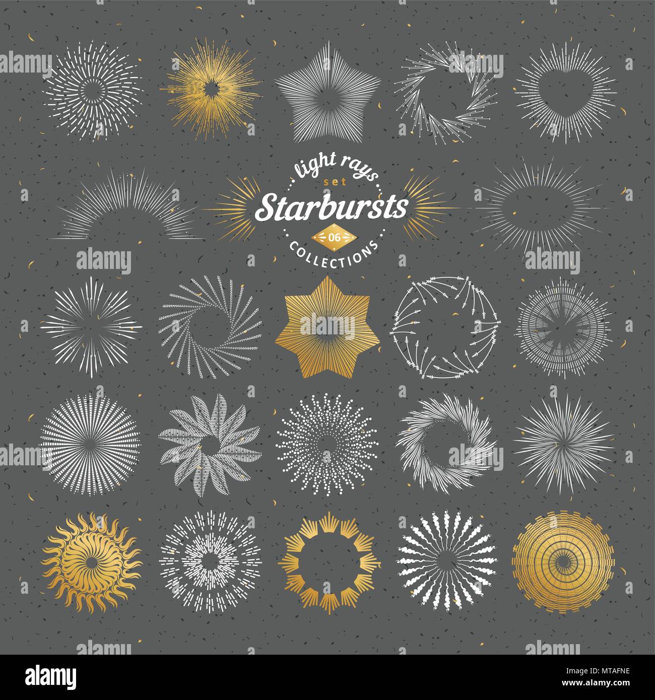 Set of vector starbursts. Vintage design elements. Retro style line art ...