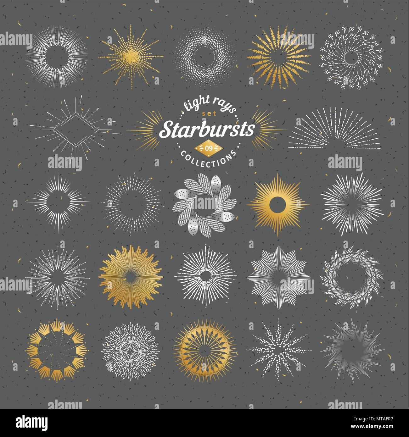 Set of vector starbursts. Vintage design elements. Retro style line art ...