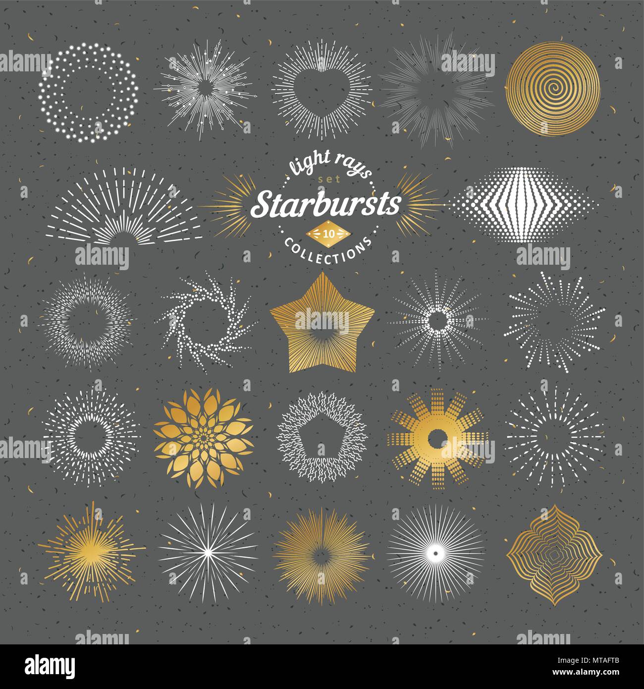 Set of vector starbursts. Vintage design elements. Retro style line art ...