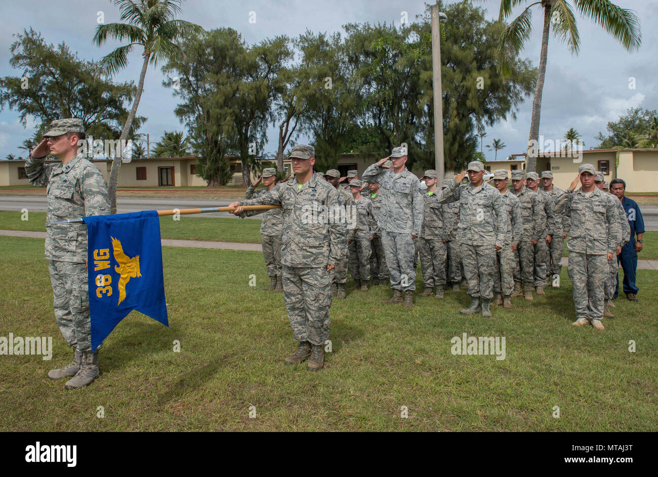 Members of the 36th Maintenance Squadron salute during the National ...