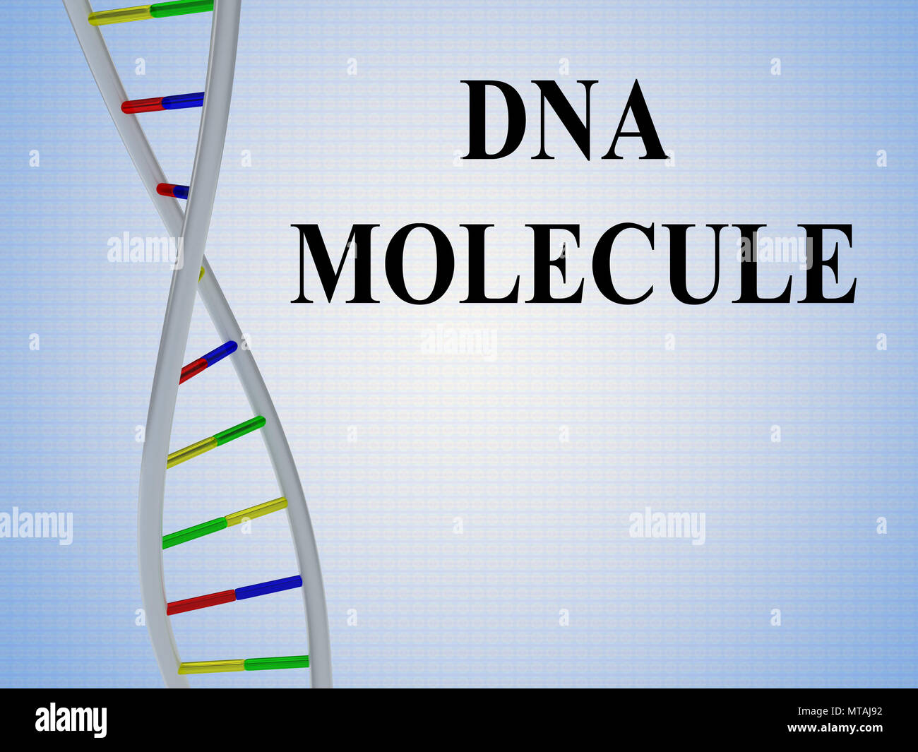 3D illustration of DNA MOLECULE script with double helix model ...