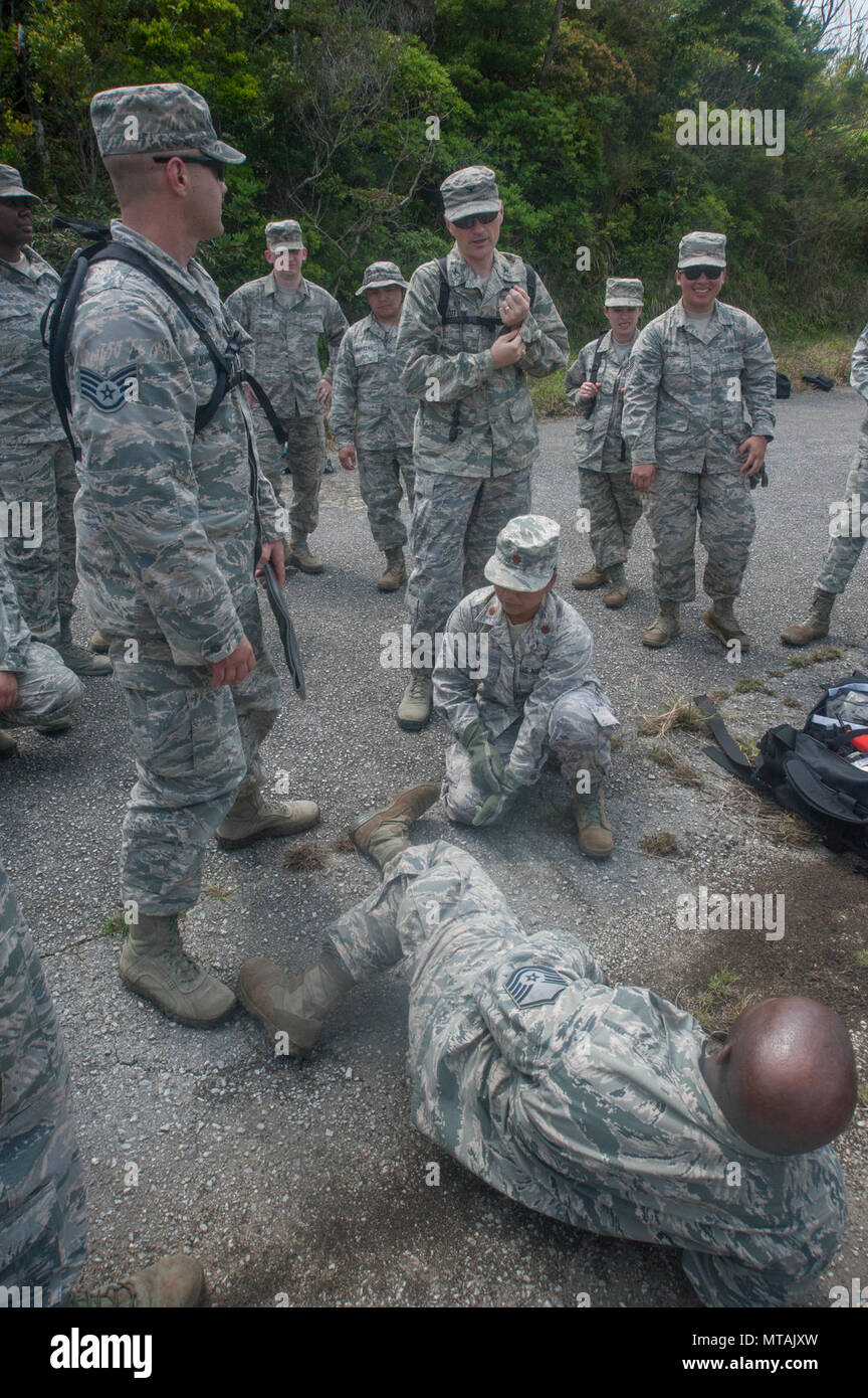 U.S. Air Force Airmen assigned to the 18th Medical Group and 18th ...