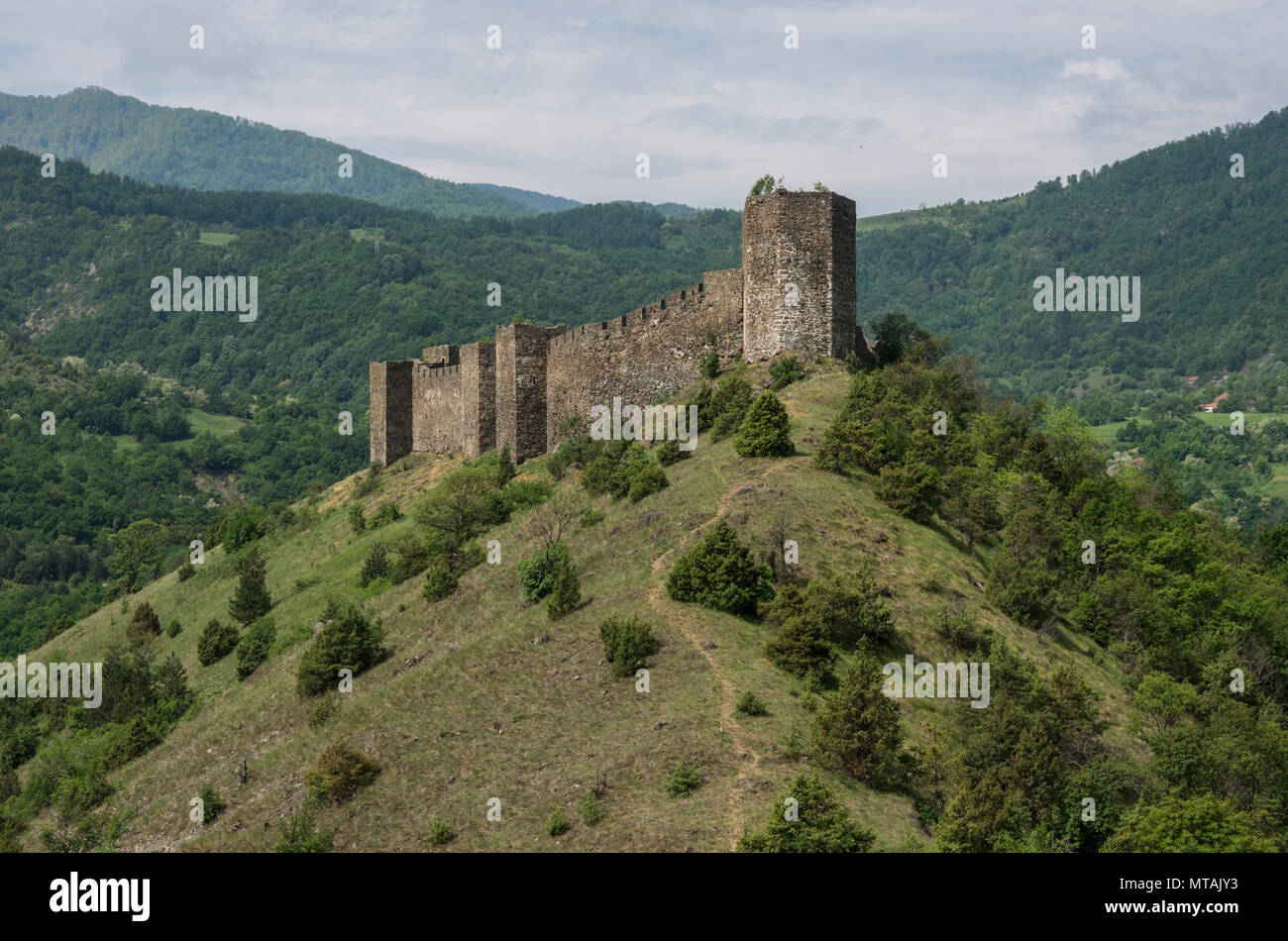 Medieval fortress Maglic on mountain cliff, Serbia Stock Photo - Alamy