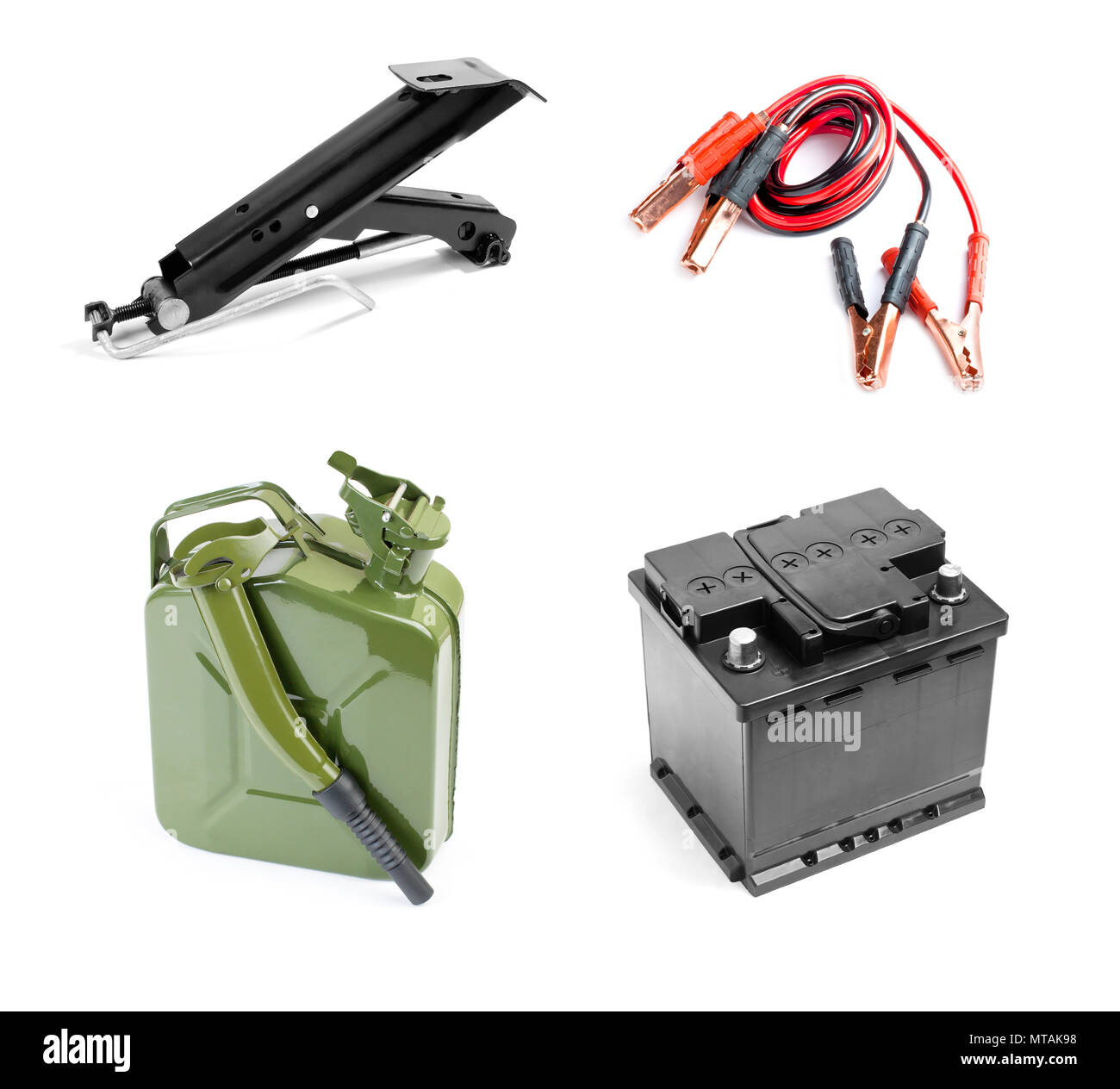 Emergency kit for car isolated on white background Stock Photo - Alamy