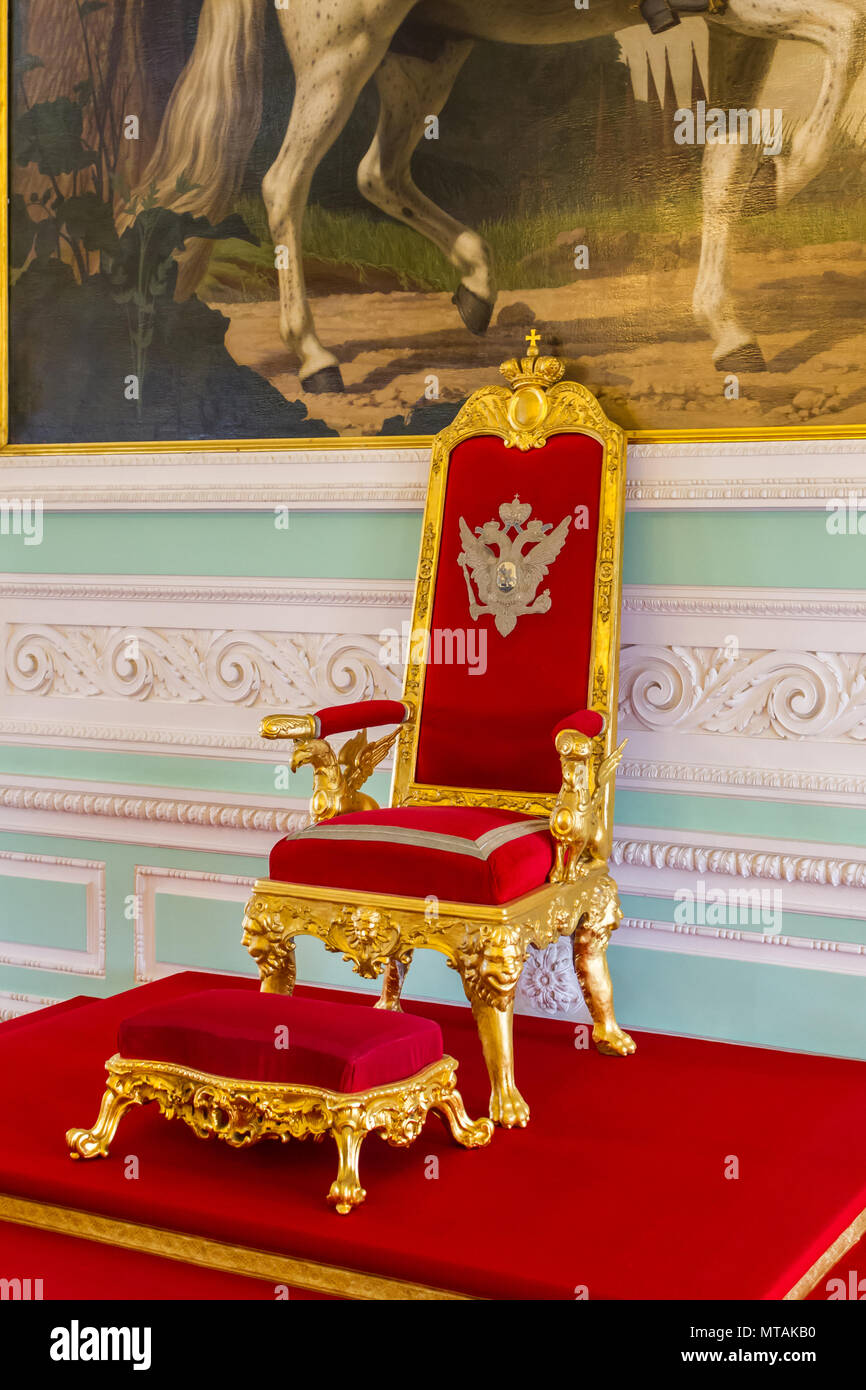 Saint Petersburg, Russia - May 2, 2018: Throne of the Peter the Great's ...
