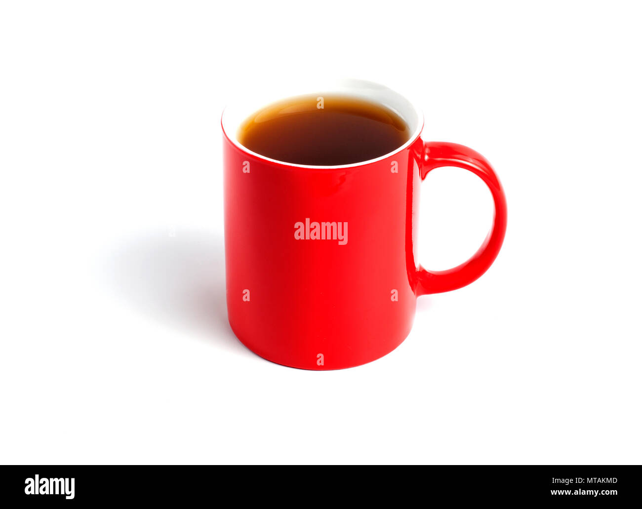 Red cup of tea on white background Stock Photo - Alamy
