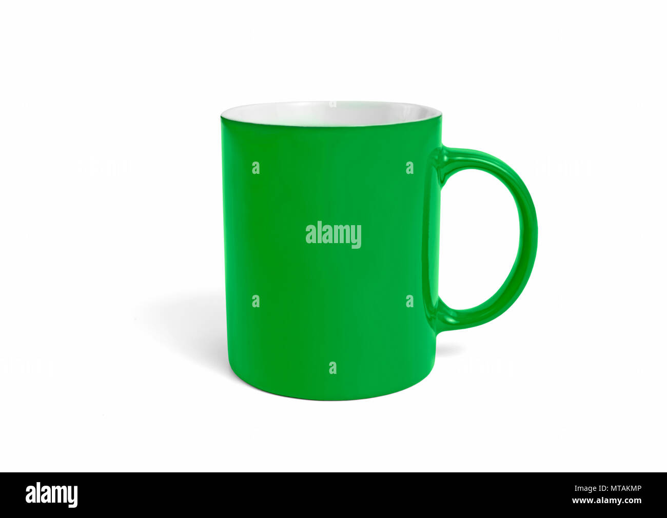 Empty green mug on a white background Stock Photo - Alamy