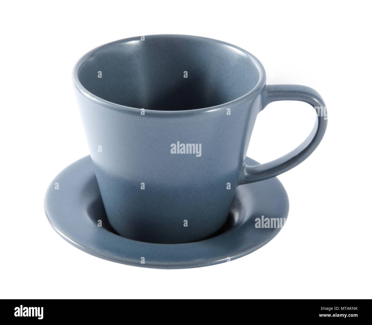 Empty grey coffee cup and saucer on a white background Stock Photo - Alamy