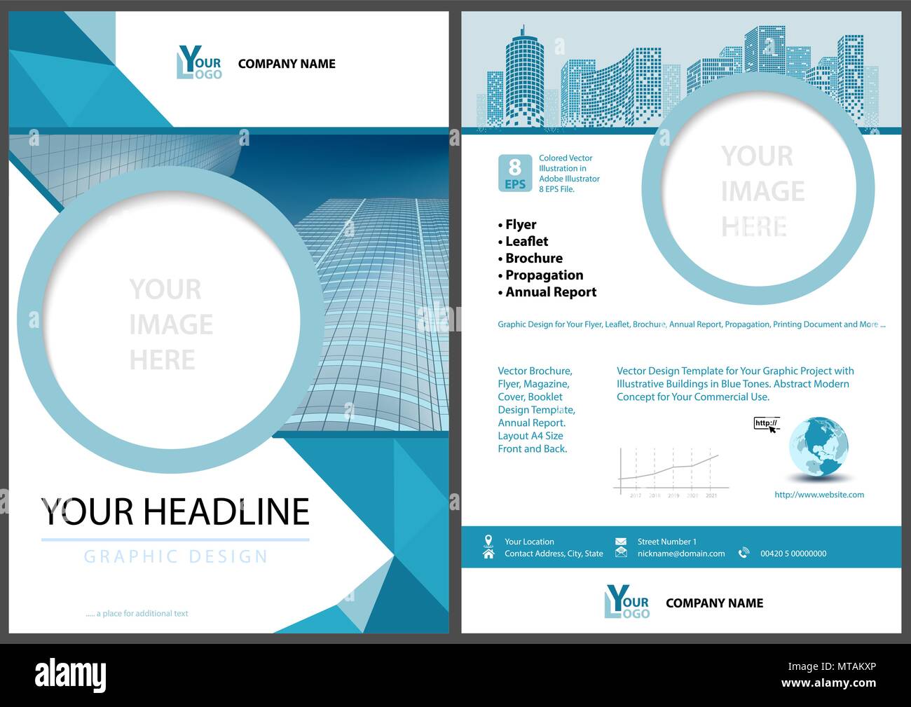 Blue Leaflet Template with Geometric Elements Stock Vector Image & Art ...