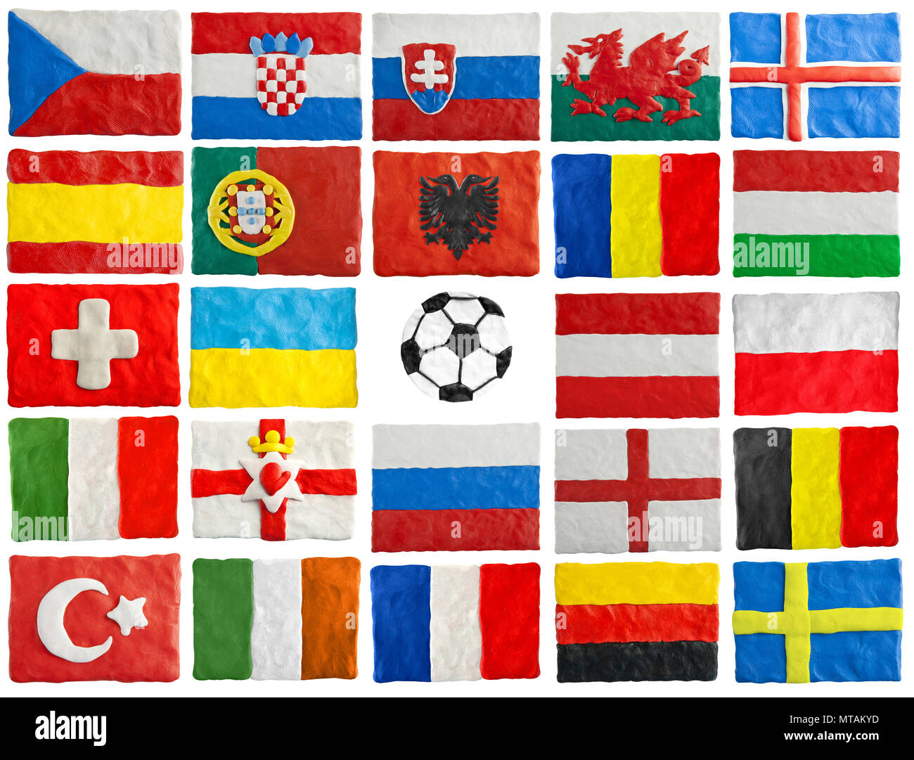 UEFA EURO 2016 member countries flags made of plasticine. The flags of ...