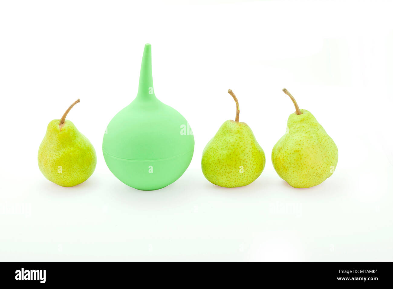 concepts, green pears, medical, on a white background, objects ...