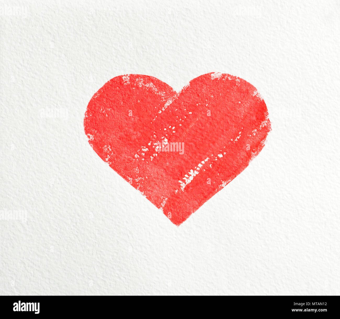 Painting of big red heart over white background Stock Photo - Alamy