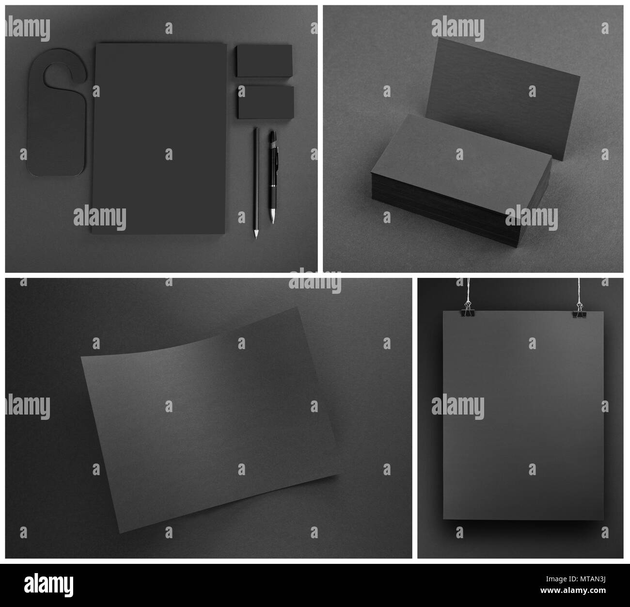Blank Gray stationery mock-up template on gray background Stock Photo ...