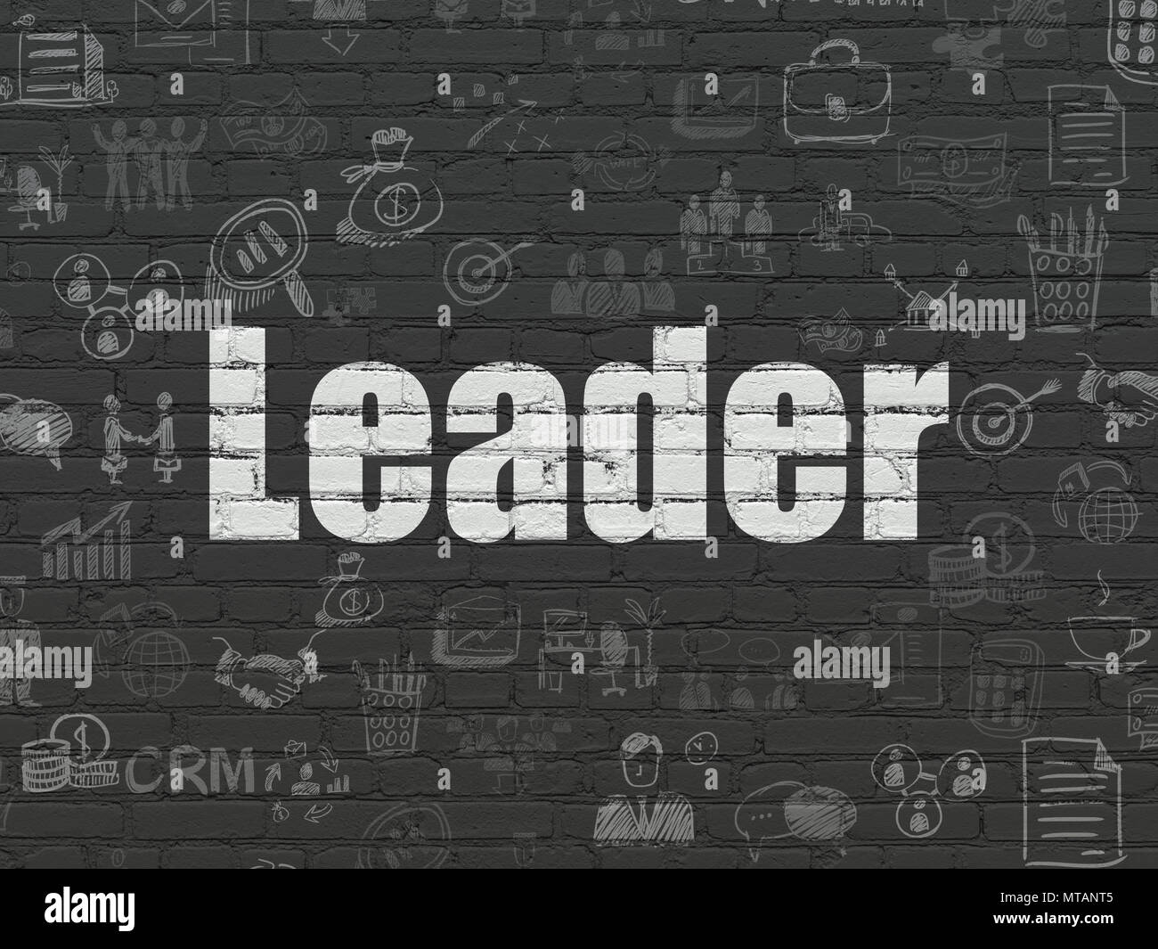 Finance concept: Leader on wall background Stock Photo - Alamy
