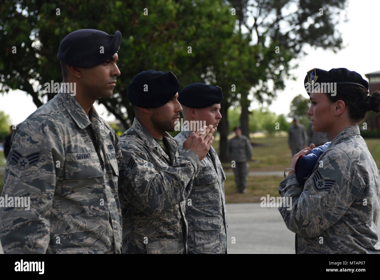 Senior Airman Joseph Savant (left), 4th Security Forces Squadron patrolman, Senior Airman Jose ...