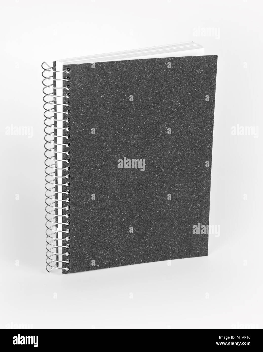 Ring notebook with black cover on white background Stock Photo - Alamy