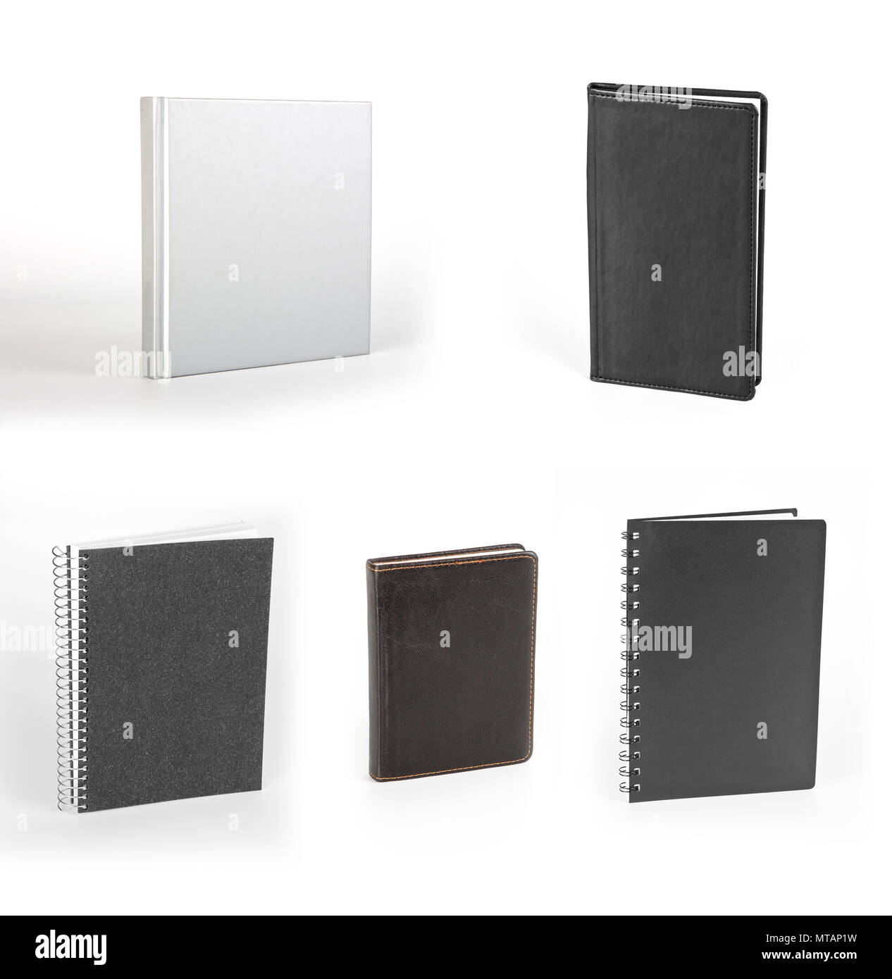 Set of notebooks on white background Stock Photo - Alamy