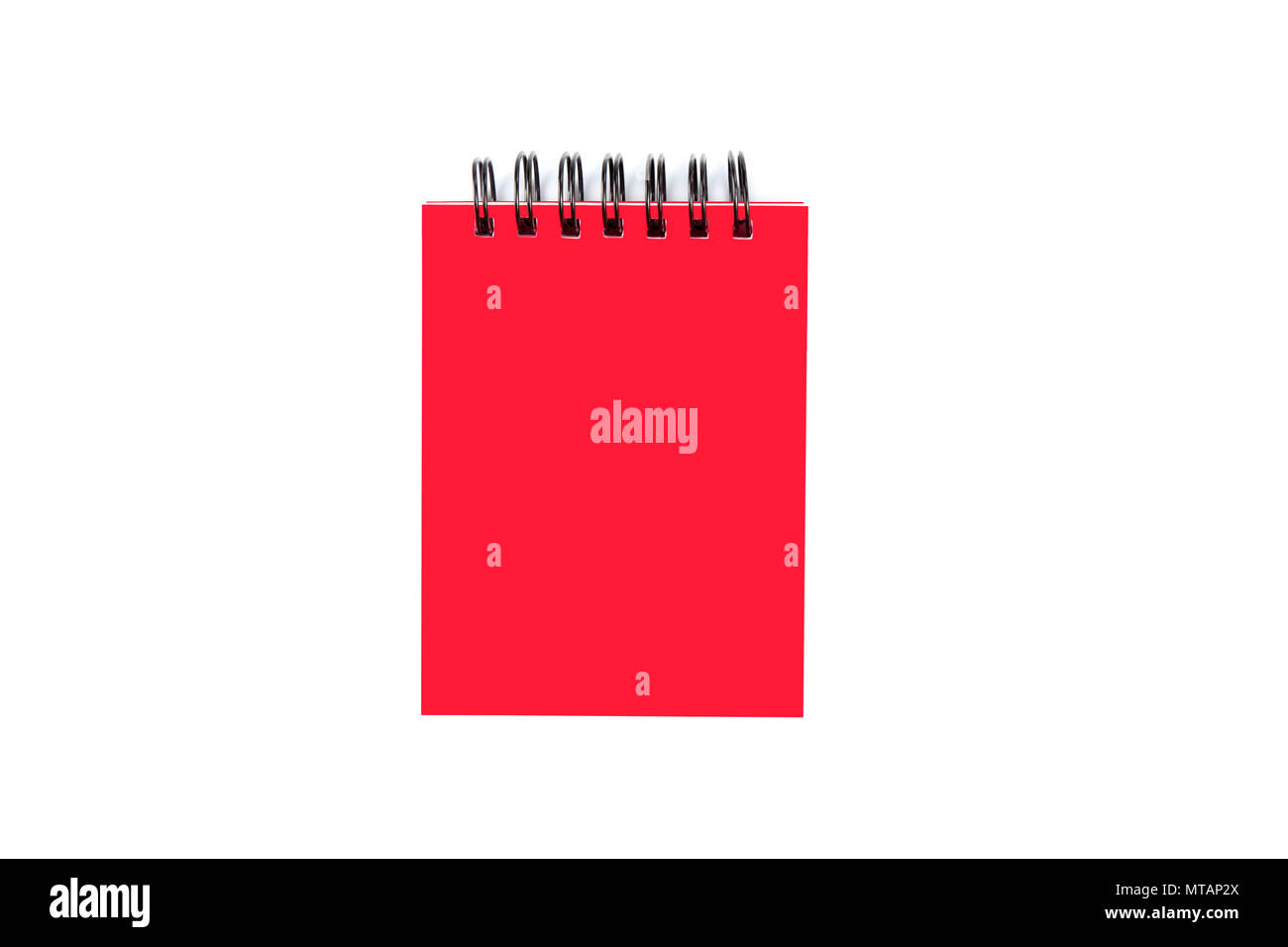 Red closed paper notepad with ring binder isolated on white background ...