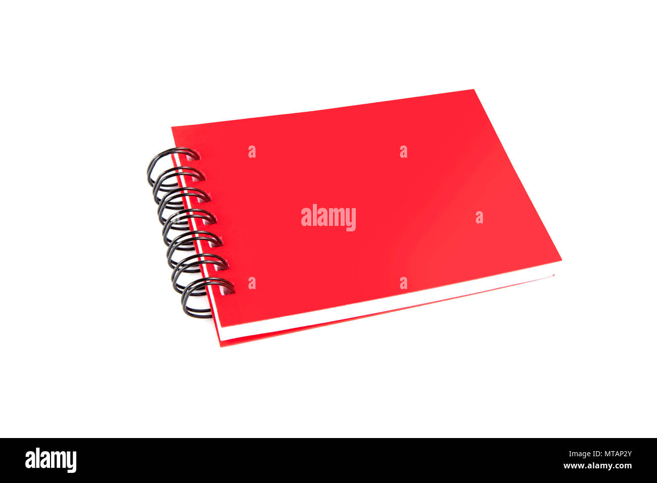 Red closed paper notepad with ring binder isolated on white background ...