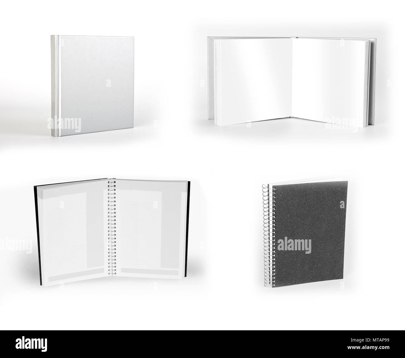 Set of notebooks on white background Stock Photo - Alamy